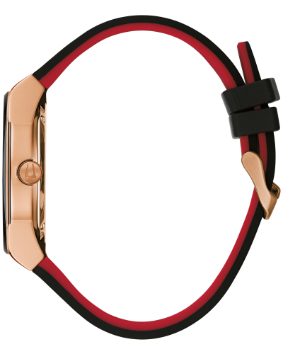 Bulova Men's Futuro Rose-Gold Tone and Black Silicone Strap Watch 97C1 ...