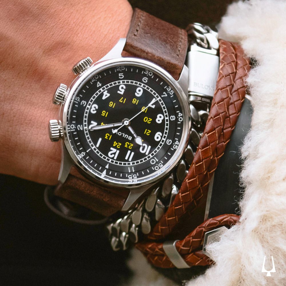 Bulova Archive Series Military A-15 Pilot Automatic Brown Leather Stra ...